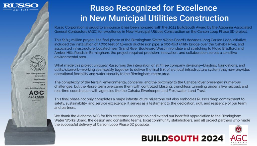 2024 Build South Award Winner-New Municipal Utility Construction ...
